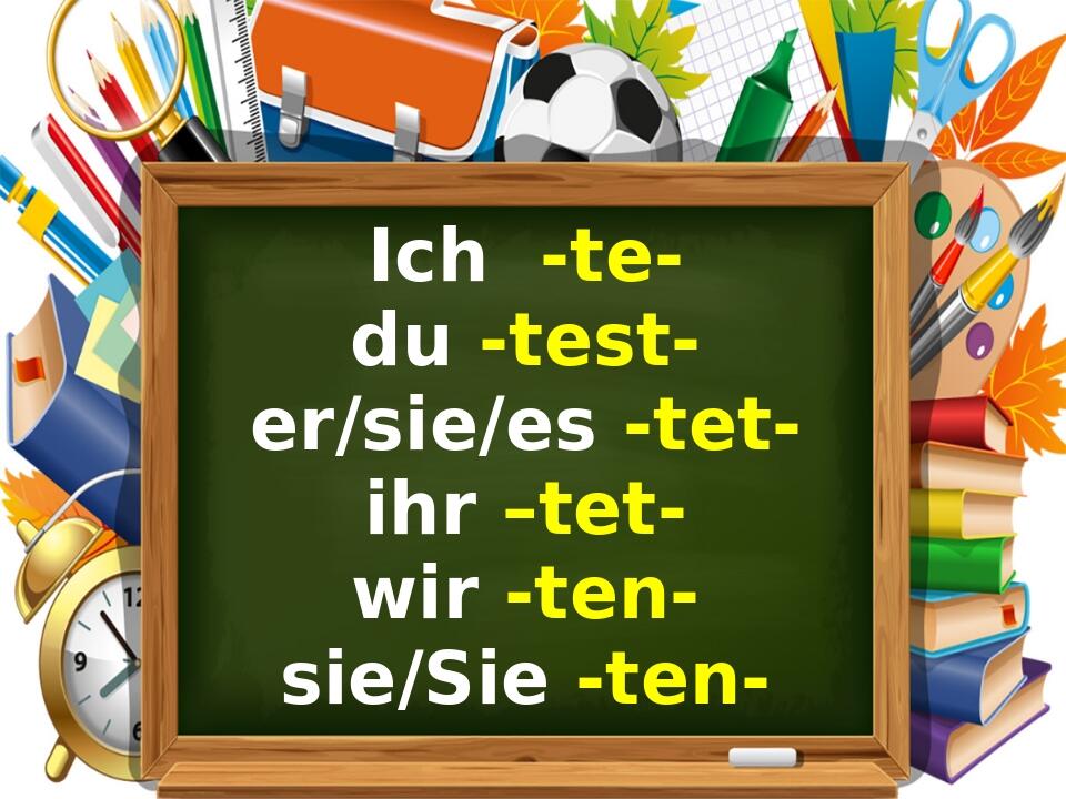 Презентація "Präteritum.Схема відмінювання дієслів haben und sein у ...