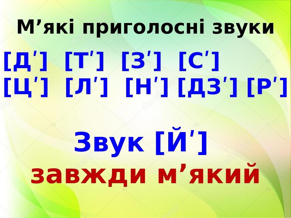 Презентація Мякі та тверді приголосні звуки 1 клас післябукварний період українська