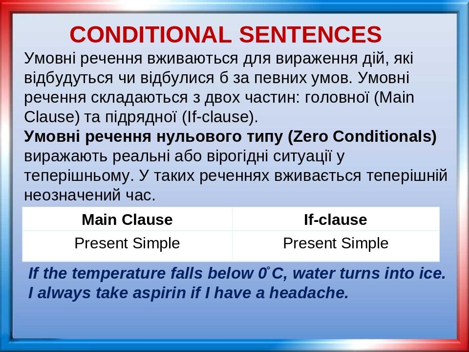 Презентація "Zero, First, Second and Third Conditionals" | Презентація ...
