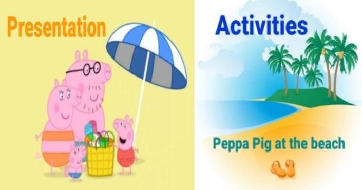 Peppa Pig At the beach. Activities with video. Presentation ...