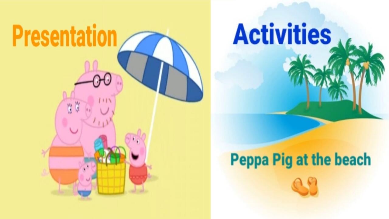 Peppa Pig At the beach. Activities with video. Presentation ...