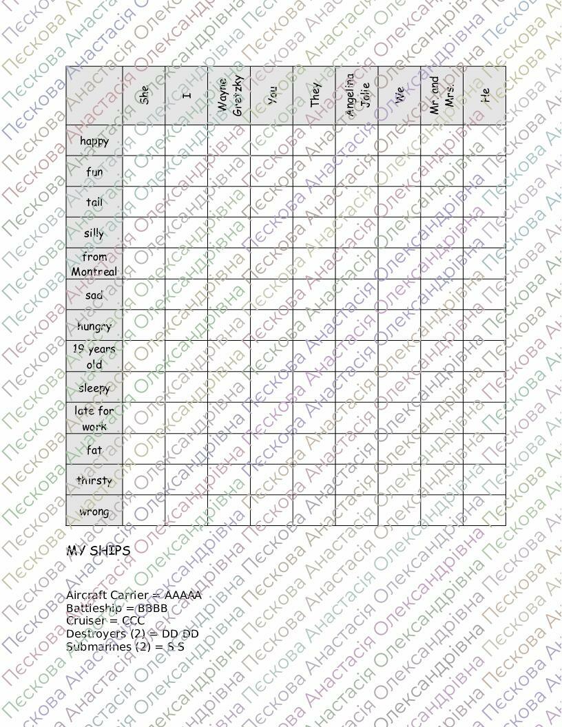 Гра "Battleship" | have got |to be | Past Simple | Present Simple ...