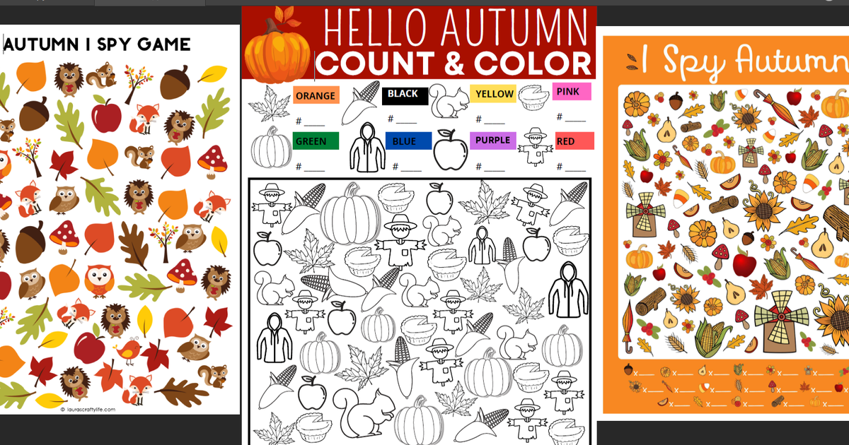 Autumn (Fall) | worksheets "I spy" (10 робочих листів) | Інші методичні ...