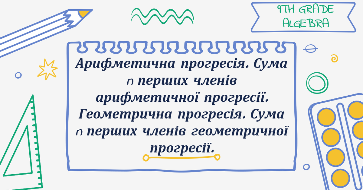 Арифметична прогресія Сума N перших членів арифметичної прогресії