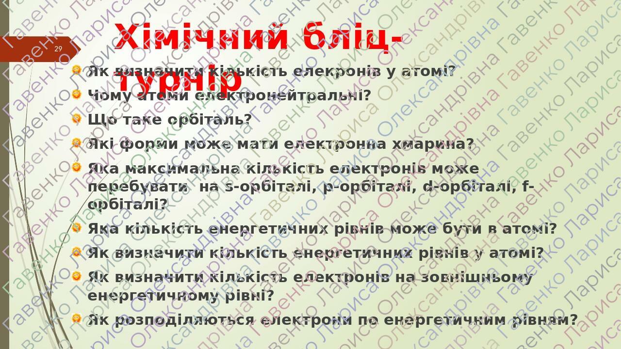 Презентація Електронна будова атомів Презентація Хімія