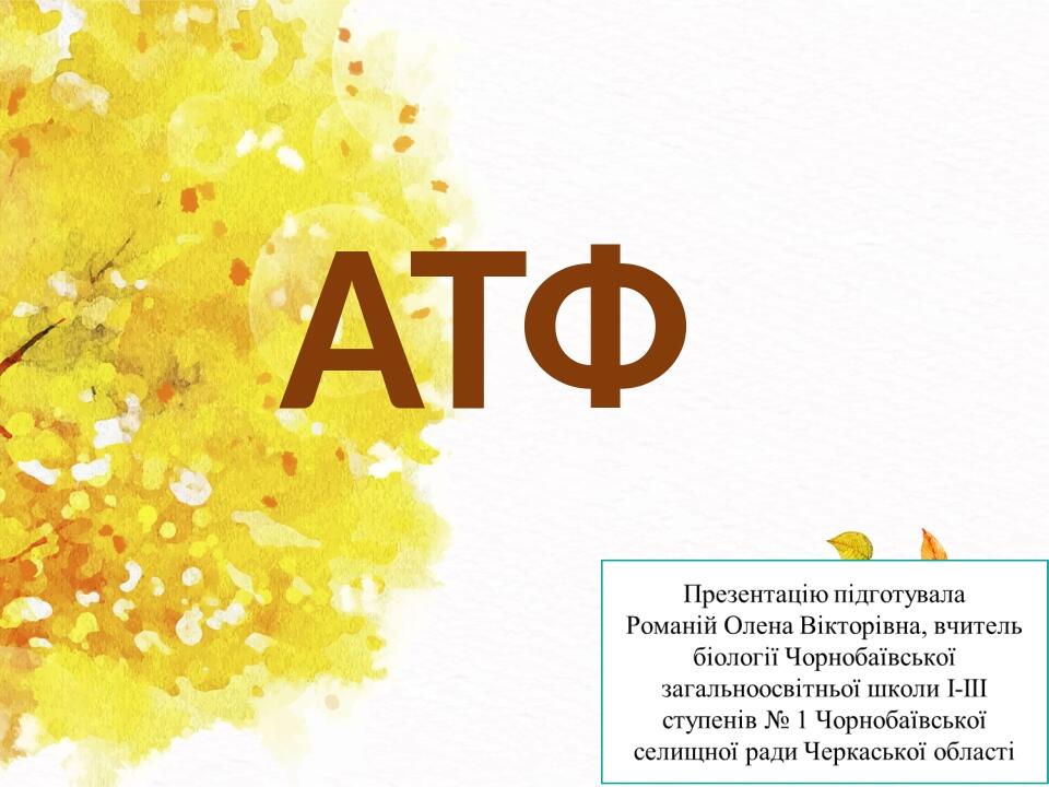 Презентація АТФ будова та функції Презентація Біологія