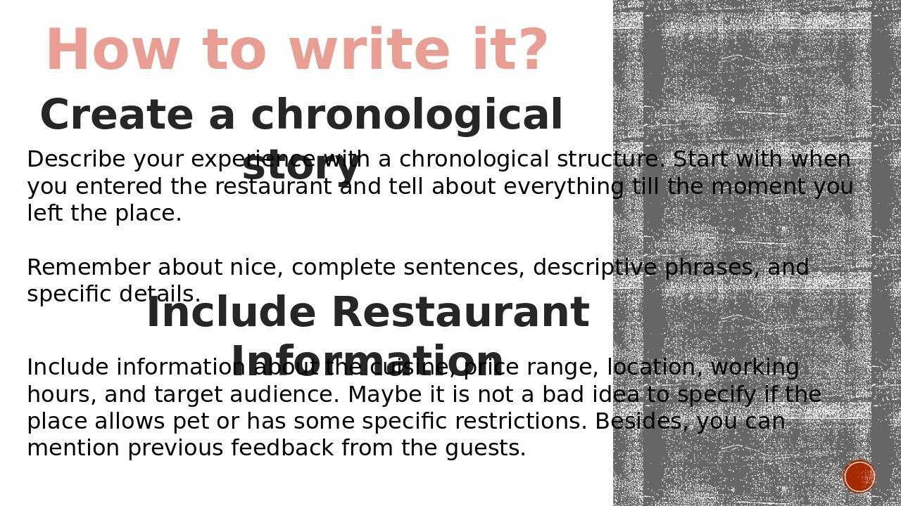 Презентація "How to Write a Restaurant Review (Tips and Useful ...