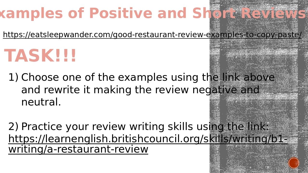Презентація "How to Write a Restaurant Review (Tips and Useful ...