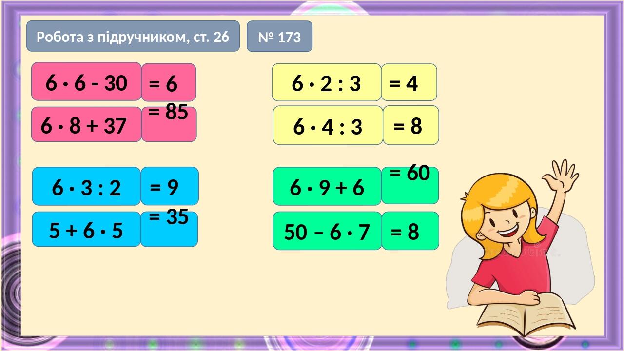 Математика 3 клас Таблиця множення числа 6 Презентація Математика