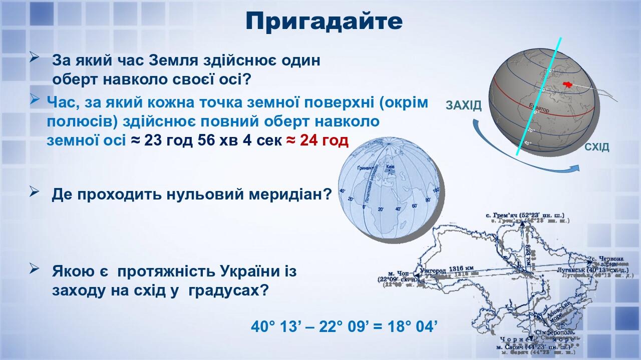 Презентація з географії 8 клас Україна на карті годинних поясів